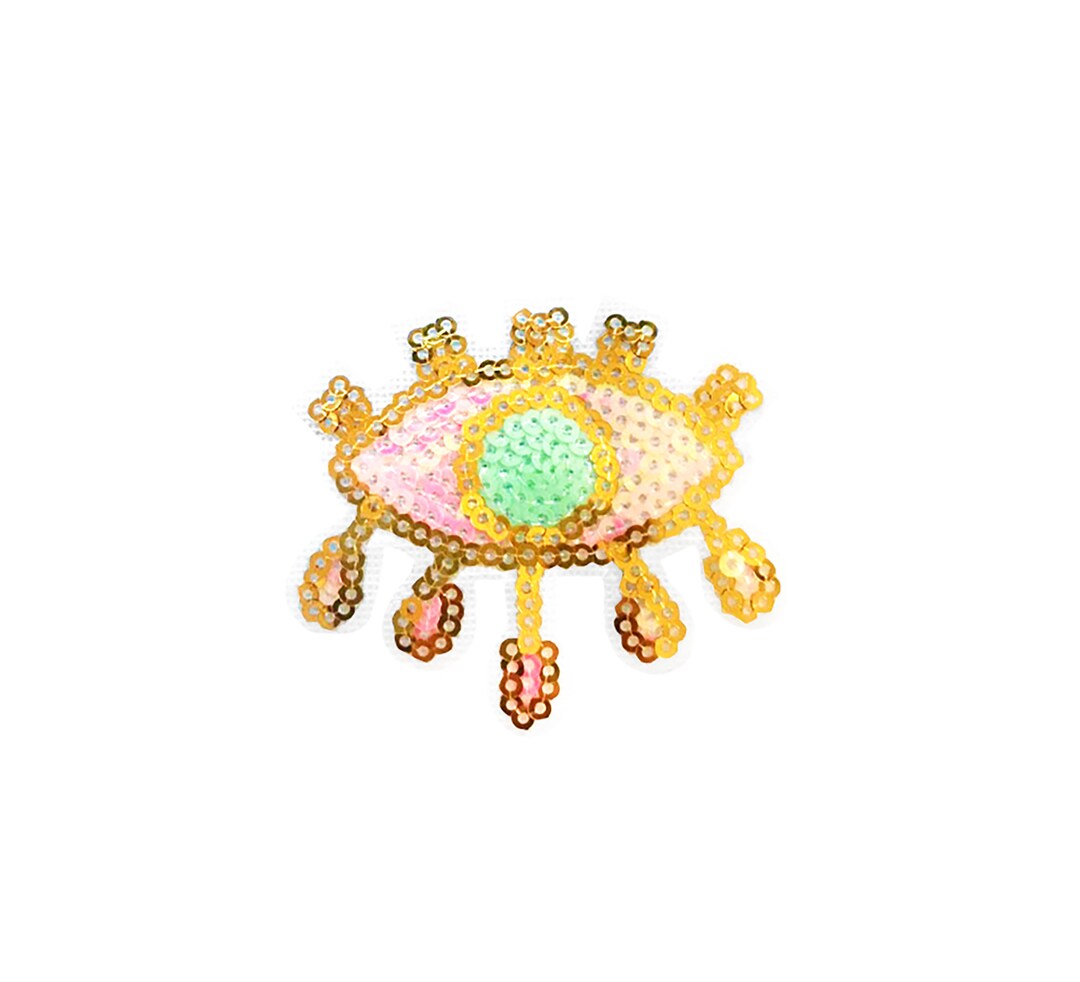 Sequin Iridescent Evil Eye Patch | Pastel Sparkle Talisman Iron-on ...