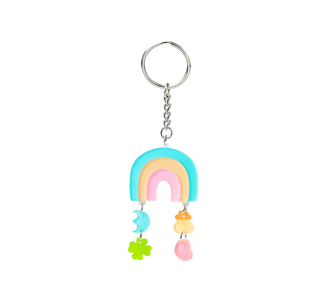 Lucky Charm Keychain Rainbow Marshmallow Cereal Shapes Acrylic Key ...