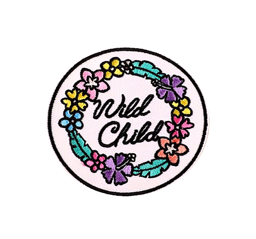 Wild Child Patch | Floral Hippie Boho Iron-on Applique | Pastel Flower ...