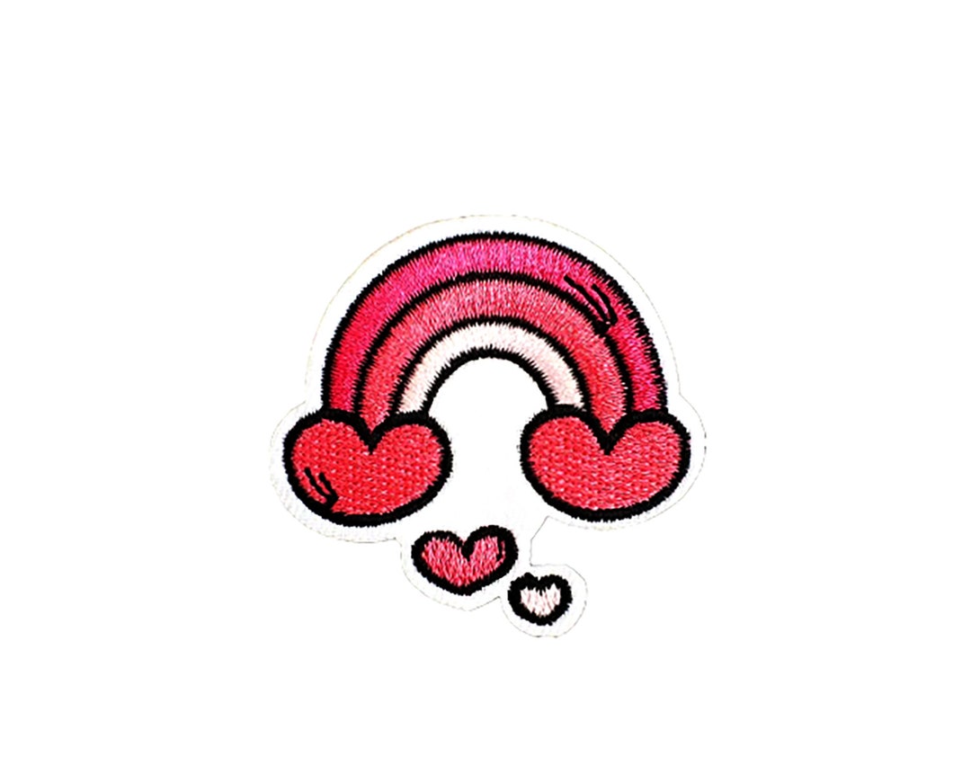Pink Heart Rainbow Patch | Pastel Kawaii Love Iron-on Applique ...