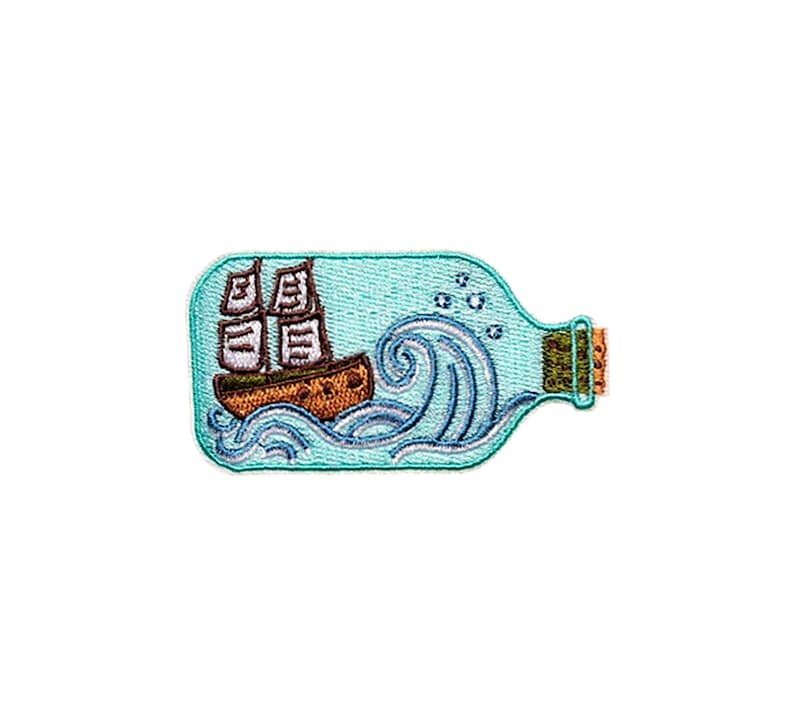 Ship in a Bottle Patch | Pastel Pirate Ocean Sea Captain Nautical Iron ...