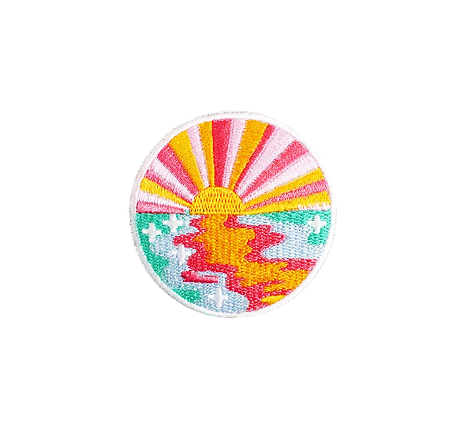 Tropical Sunset Patch Pastel Kawaii Romantic Beach Ocean Sunrise Iron ...