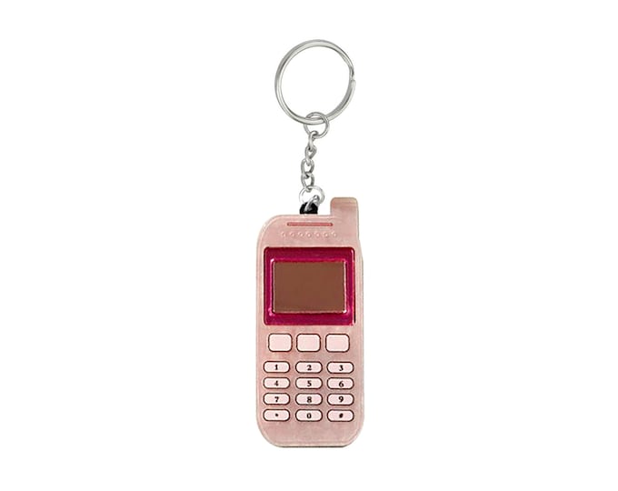 Y2K Phone Keychain | Retro 00's 90's Pink Cell Phone Acrylic Key Chain ...