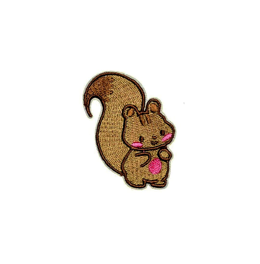 Kawaii Squirrel Patch | Chipmunk Iron-on Forest Woodland Critter Animal Applique | Embroidered ...