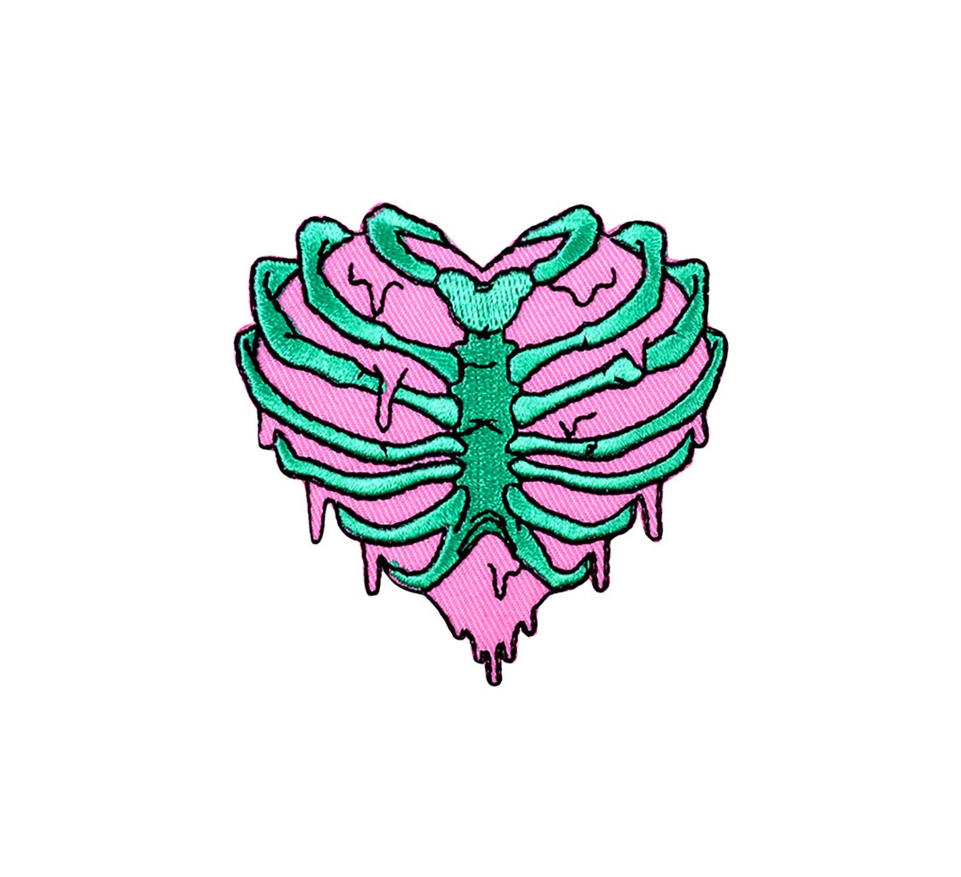Melting Heart Ribcage Patch | Kawaii Pastel Halloween Valentine ...