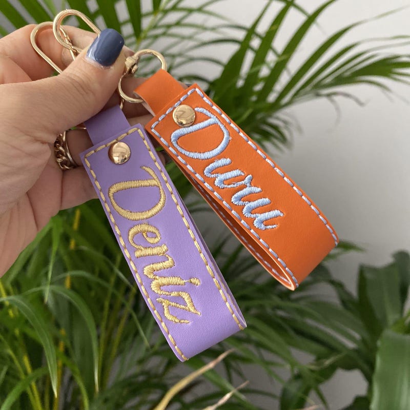 Faux Leather Keychain - Etsy