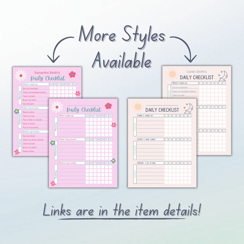 Kids Chore Chart, Editable Personalized Kids Checklist, Daily Checklist ...