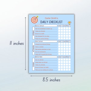 Kids Chore Chart, Editable Personalized Kids Checklist, Daily Checklist ...