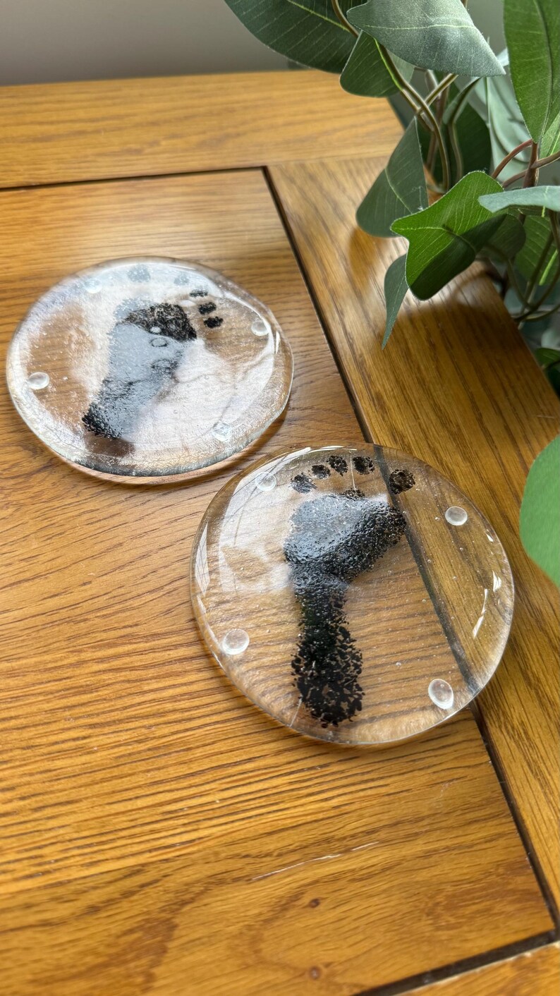 Personalised Foot and Handprint Fused Glass Coasters - Etsy