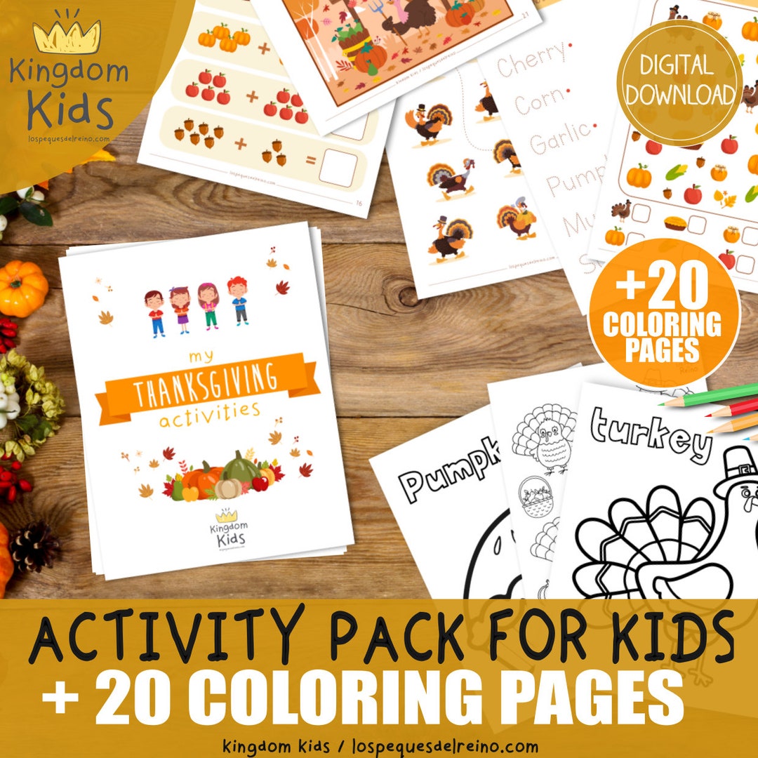 Thanksgiving Activity Pack Coloring Book - Etsy