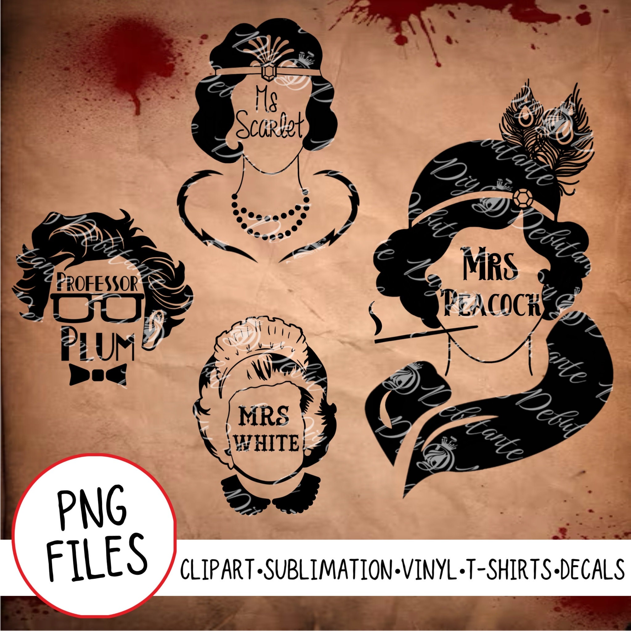Murder Mystery Game Characters- PNG Files; Perfect for a Group Costume ...