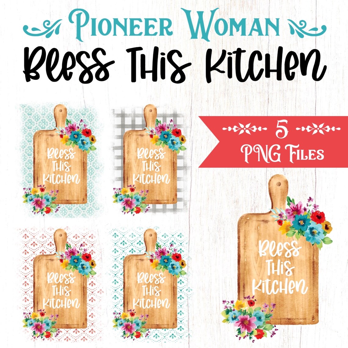 Pioneer Woman Wall/ Sublimation Art • Set of 5 Pngs • “bless This ...