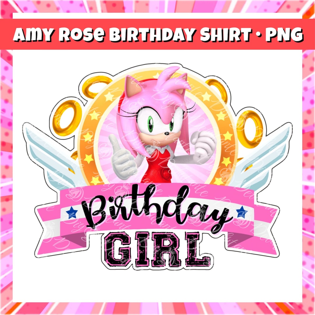 Amy Rose Birthday Girl T Shirt Design Sonic Png Clipart Sublimation Etsy