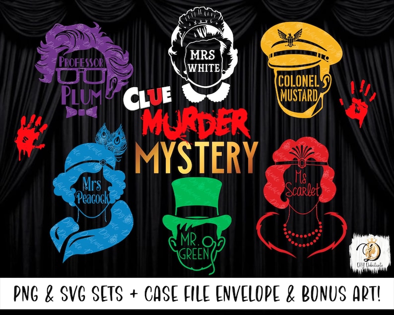 Clue Inspired Murder Mystery Game Characters- PNG and SVG Files ...