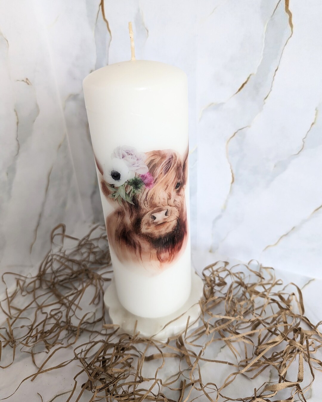 Tall Candle, Highland Cow Pillar Candles, Valentines Gift, Scottish ...