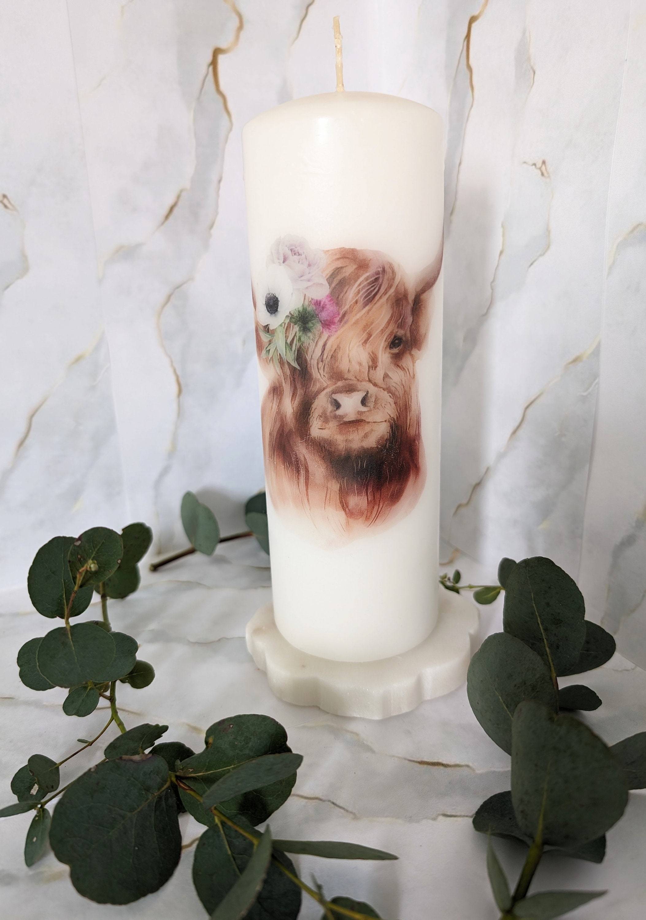 Tall Candle, Highland Cow Pillar Candles, Valentines Gift, Scottish ...