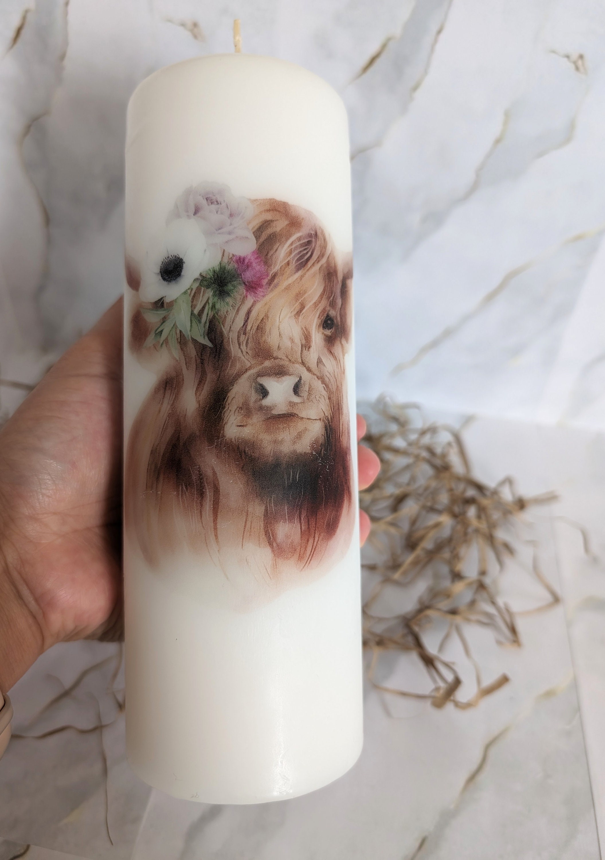 Tall Candle, Highland Cow Pillar Candles, Valentines Gift, Scottish ...