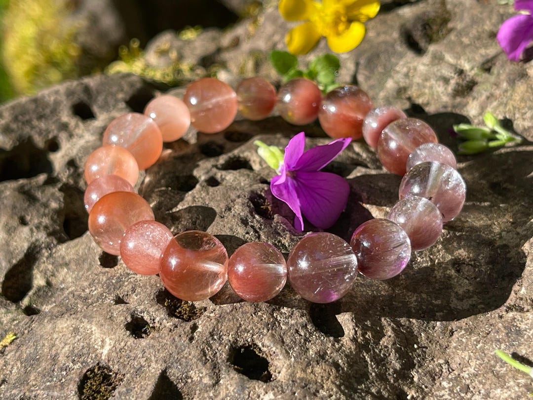 Natural Red Rabbit Hair Rutilated Rutile Quartz Bead Bracelet in 9-11mm ...