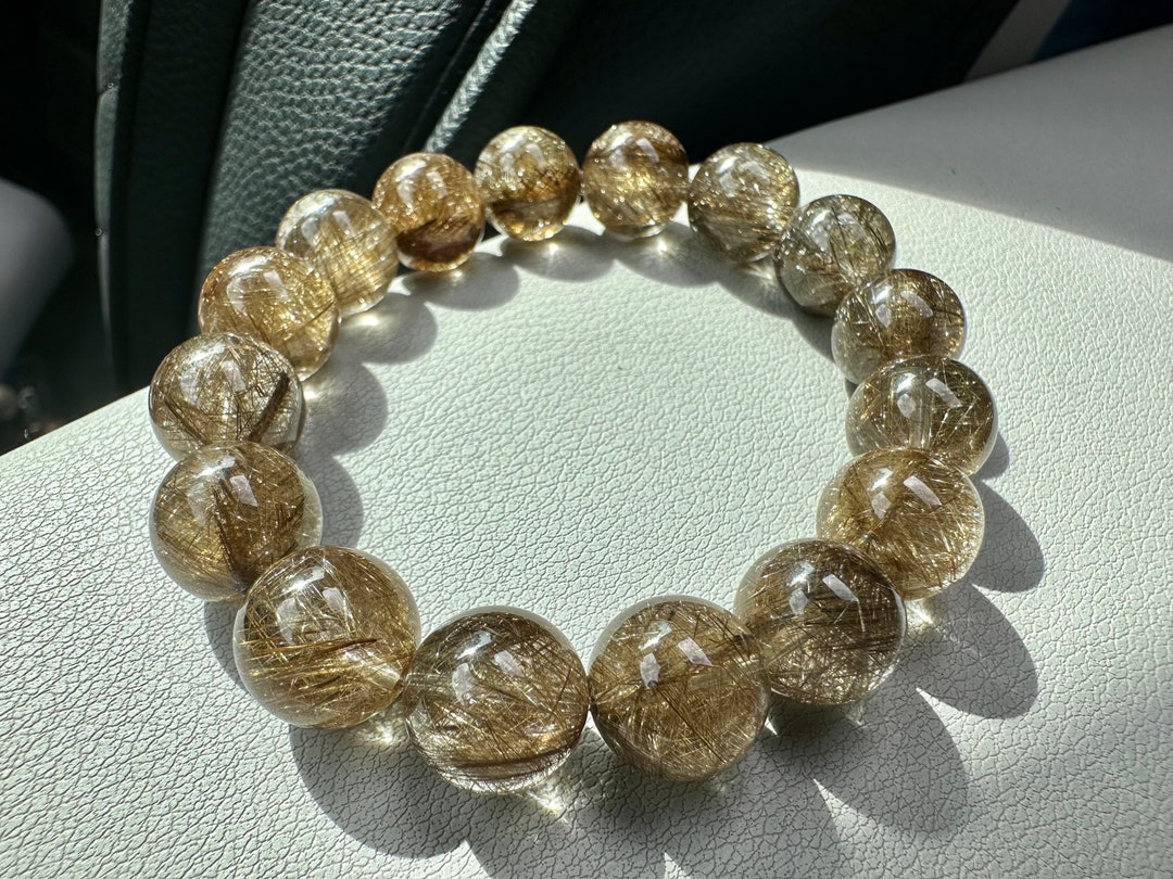 Collectors Grade Natural Silver Rutile Rutilated Quartz Crystal Bead ...