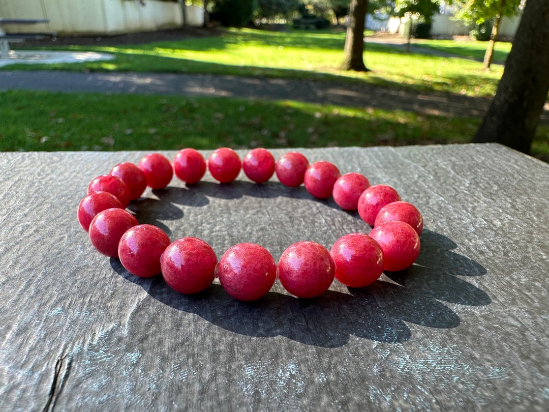 Natural Brazilian Rhodonite Bead Bracelet in 9mm+ 天然爱情之石巴西蔷薇辉水晶手串 - Etsy