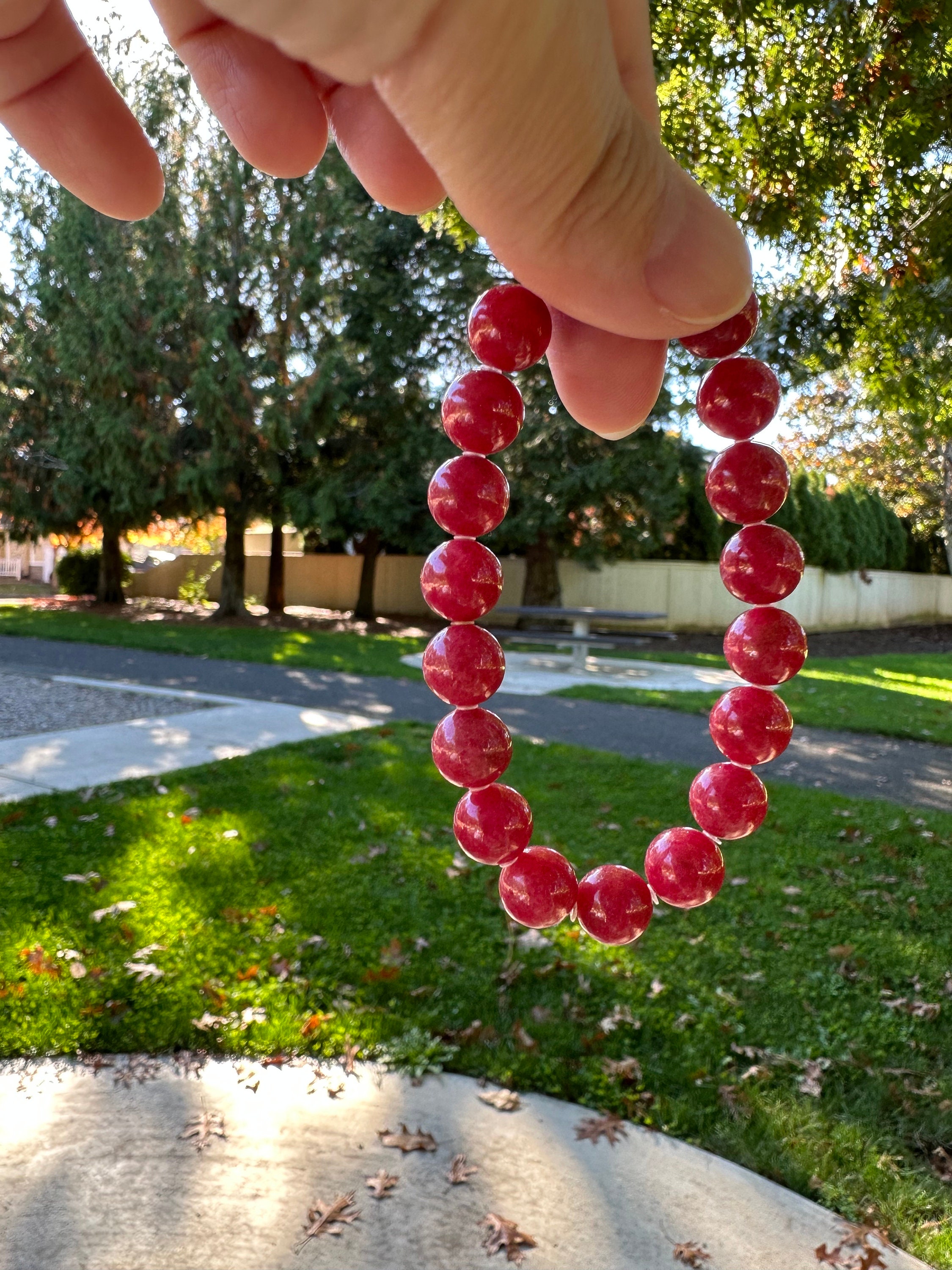 Natural Brazilian Rhodonite Bead Bracelet in 9mm 天然爱情之石巴西蔷薇辉水晶手串 - Etsy