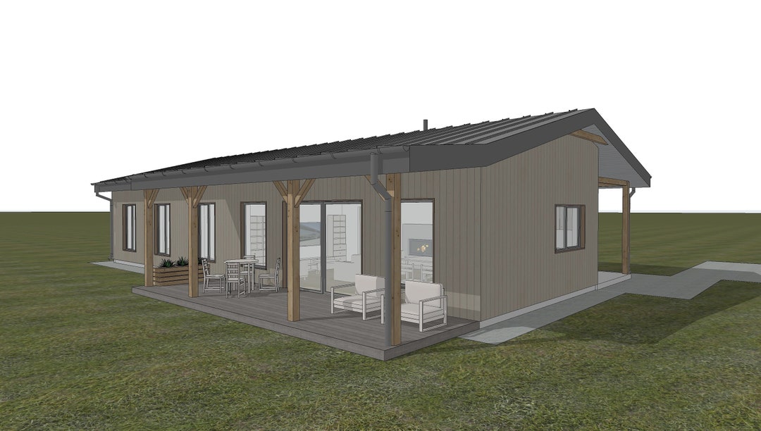 Modern House Plan 3 Bedroom, Floor Plan Drawings, One Story Cabin - Etsy