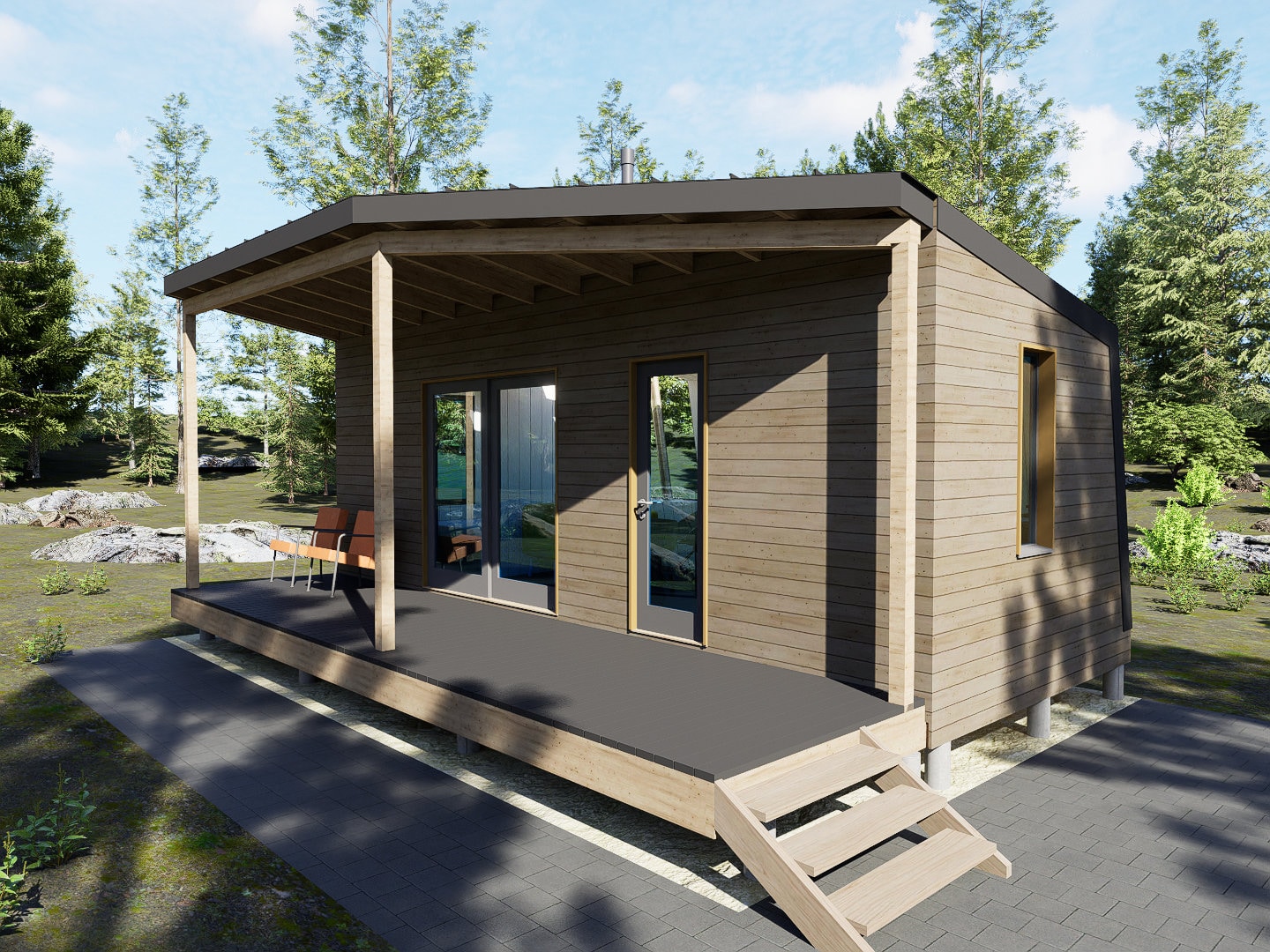 Small House Plan, Modern Tiny Cabin Blueprint - Etsy