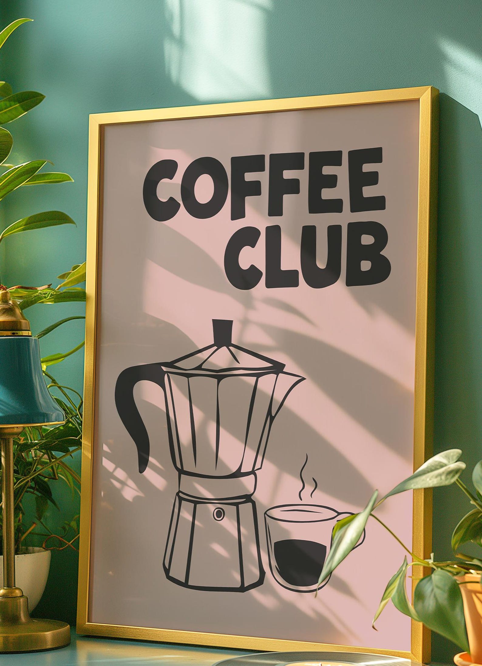Pink Coffee Club Print: Retro Espresso Poster (digital Download) - Etsy