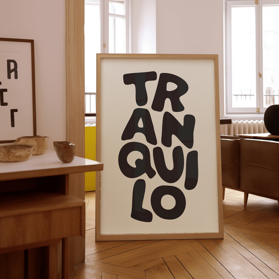 Tranquilo Print Calm Inspirational Black and White Wall Art Minimalist ...
