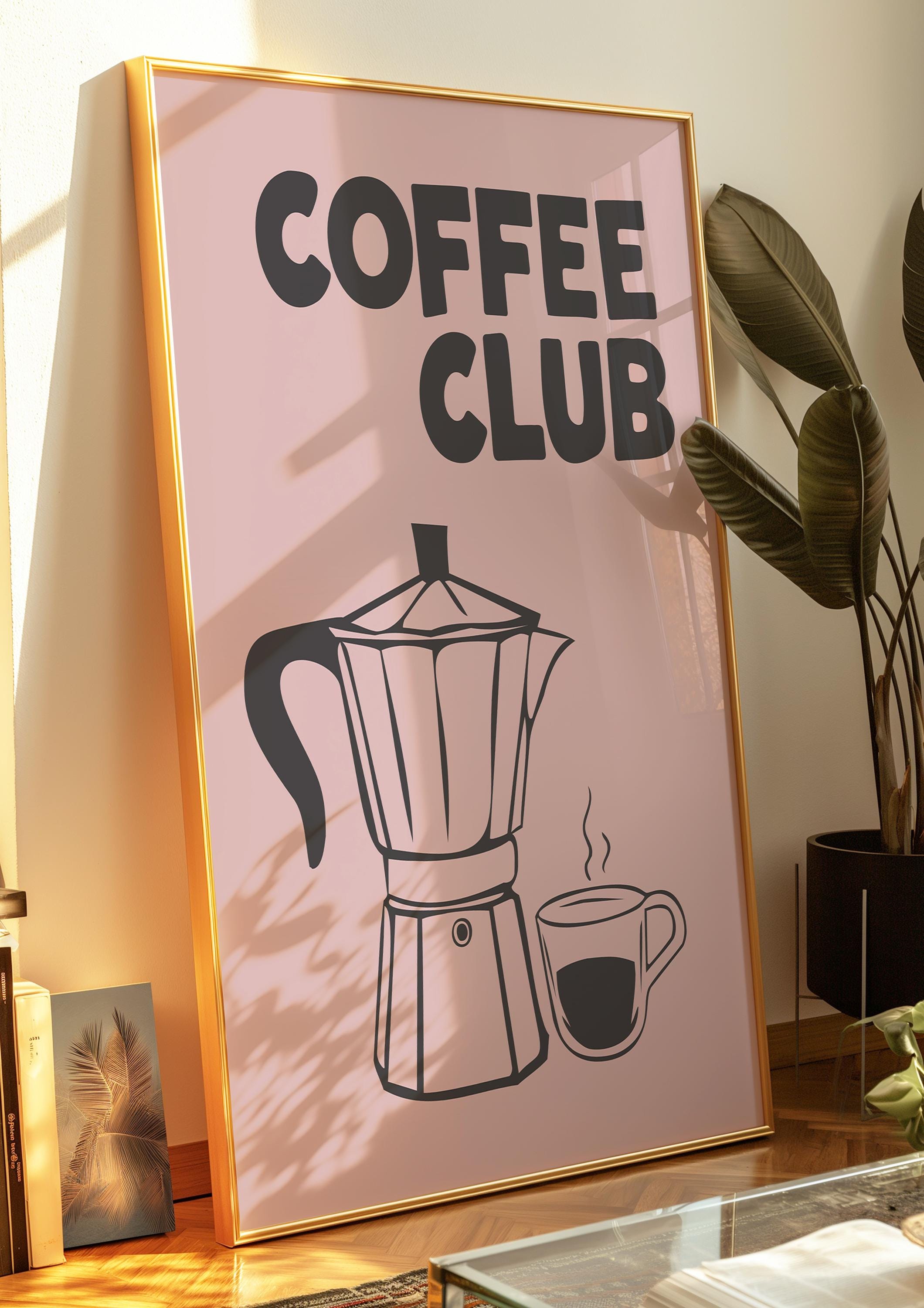 Pink Coffee Club Print: Retro Espresso Poster (digital Download) - Etsy