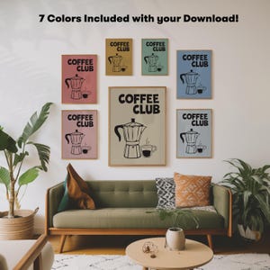 Coffee Club Print: Retro Espresso Machine Art, Mustard Yellow (digital ...