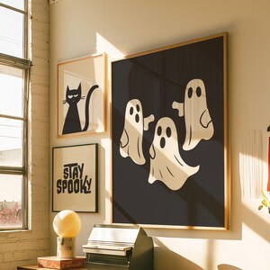 Cute Ghosts Halloween Print, Minimalist Spooky Wall Decor (digital ...