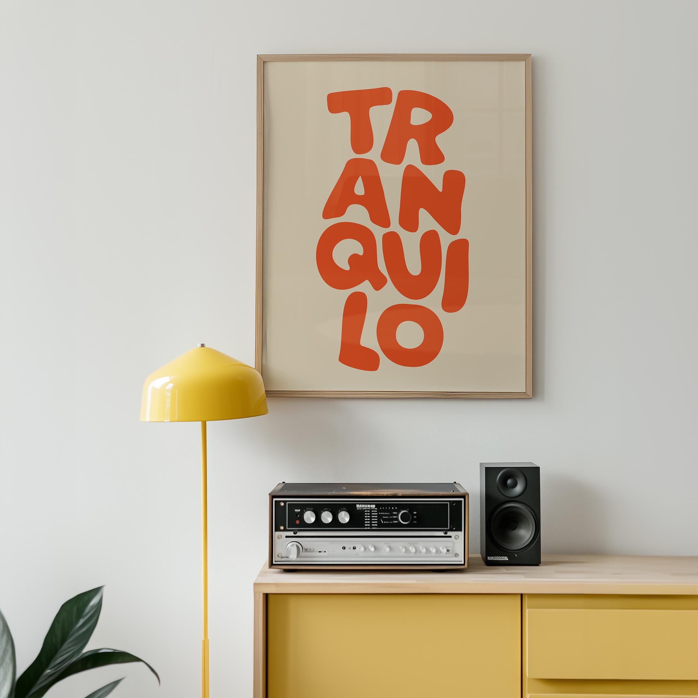 Tranquilo Print: Orange Cream Retro Typography, Boho Wall Art (JPG ...
