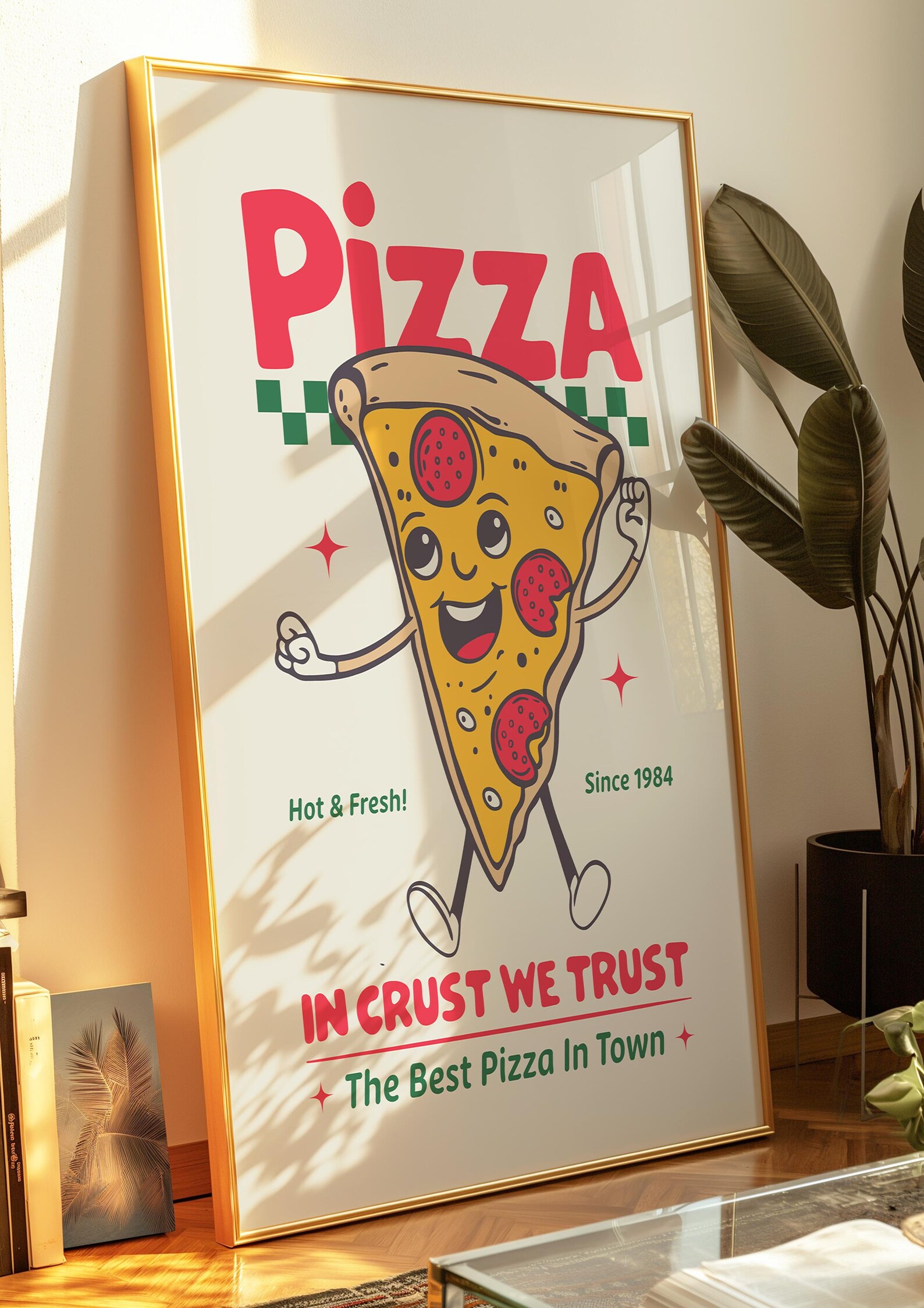 Retro Pizza Poster Foodie Wall Art 1980s Pizzeria Print Pizza Lovers ...