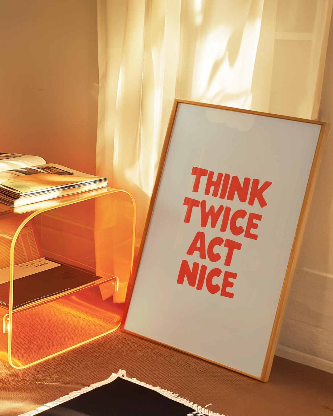 Think Twice Act Nice Print: Mindfulness Inspirational Art (digital ...