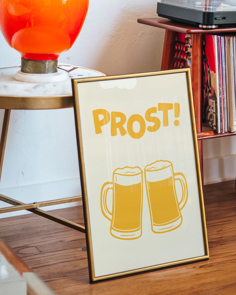 Retro Prost Beer Mug Print: Vintage Bar Decor (digital Download) - Etsy