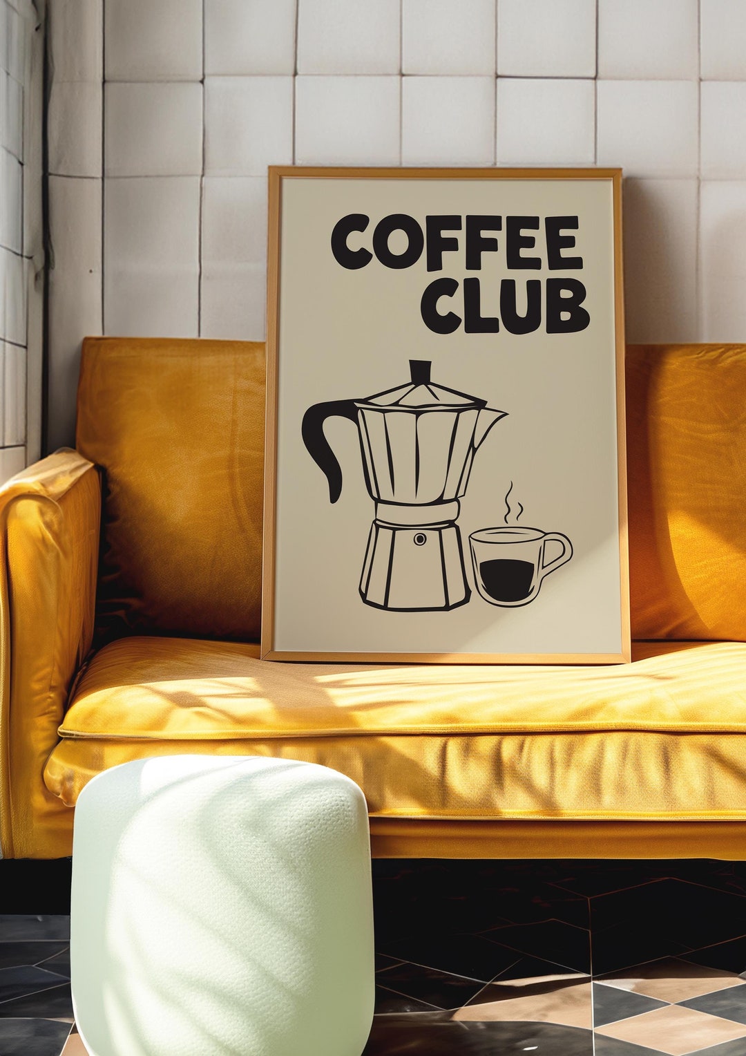 Coffee Club Print: Retro Espresso Machine Art, Brew Crew Poster ...