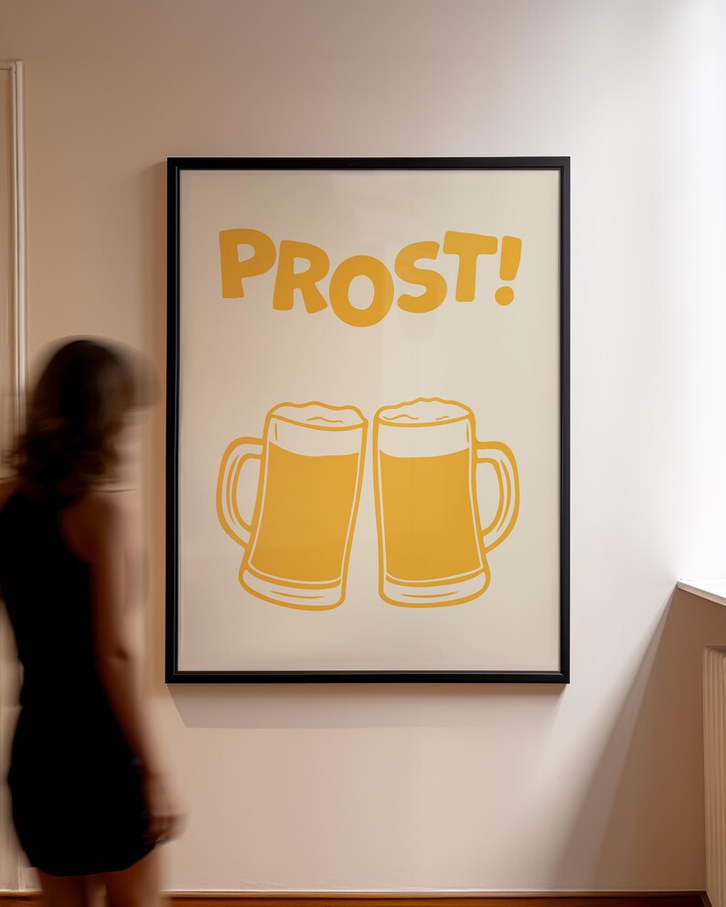 Retro Prost Beer Mug Print: Vintage Bar Decor (digital Download) - Etsy