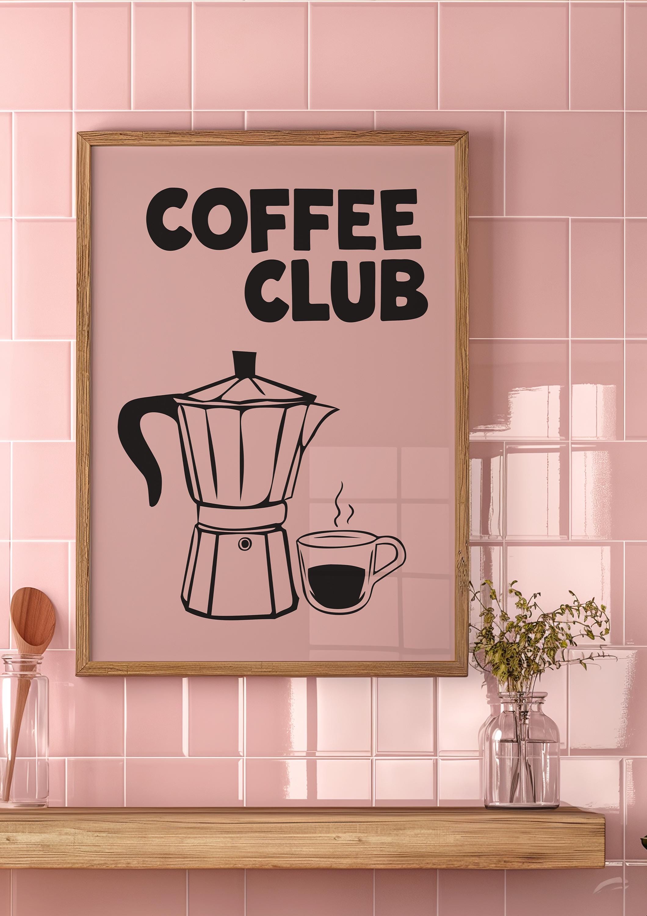 Pink Coffee Club Print: Retro Espresso Poster (digital Download) - Etsy