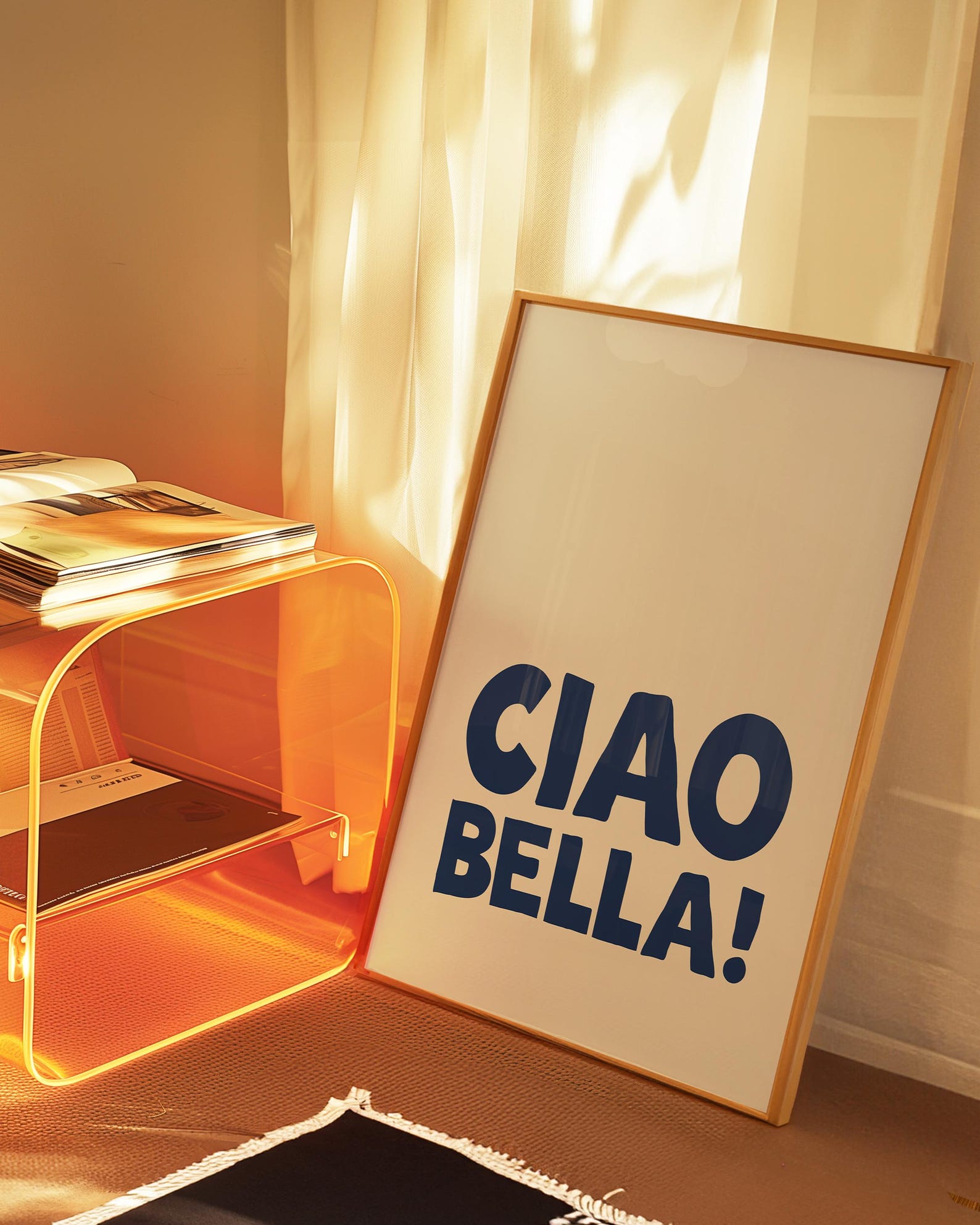 Trendy Blue Ciao Bella Poster Print Retro Italian Wall Art Printable ...