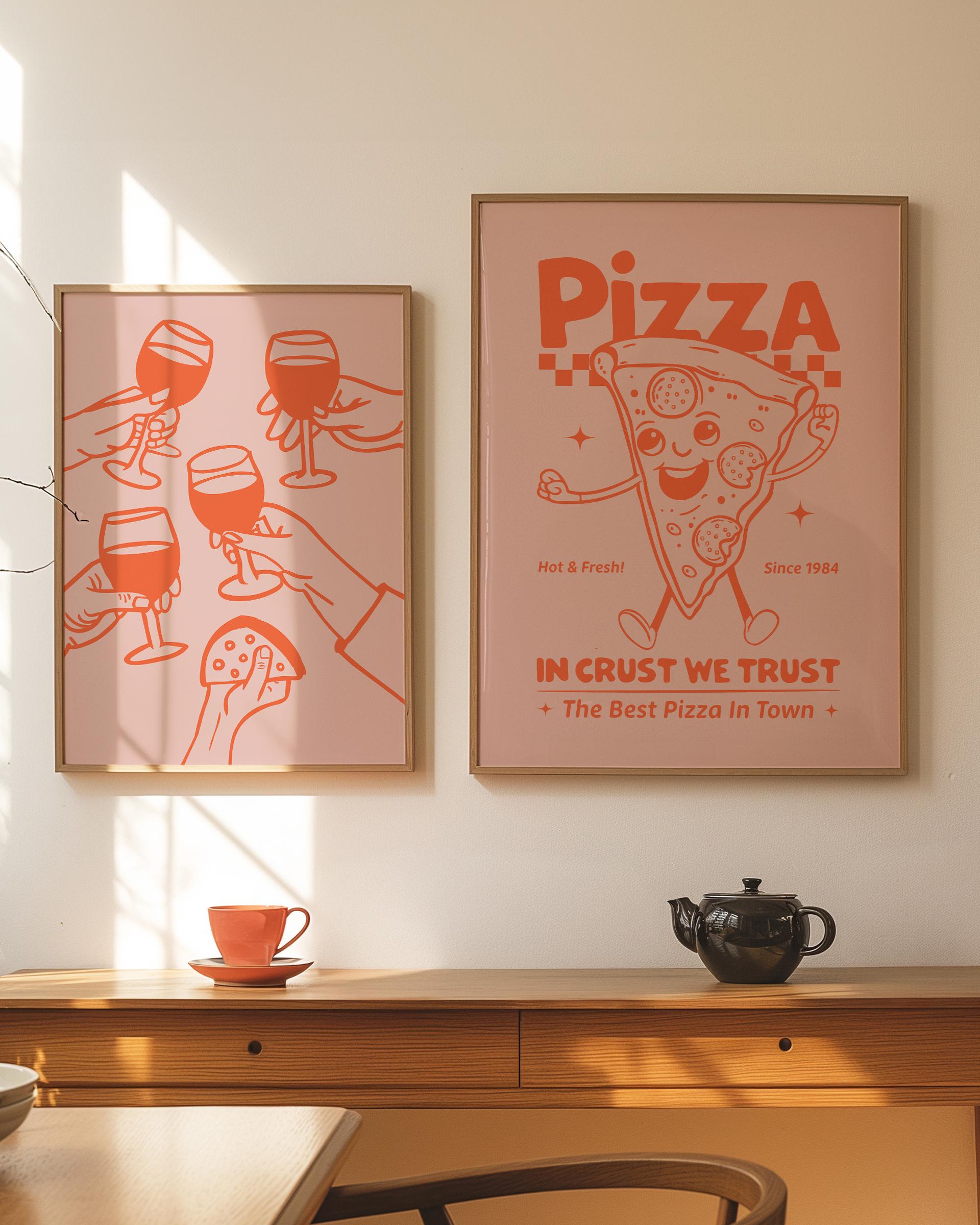 Retro Pizza Poster Foodie Wall Art 1980s Pizzeria Print Pizza Lovers ...