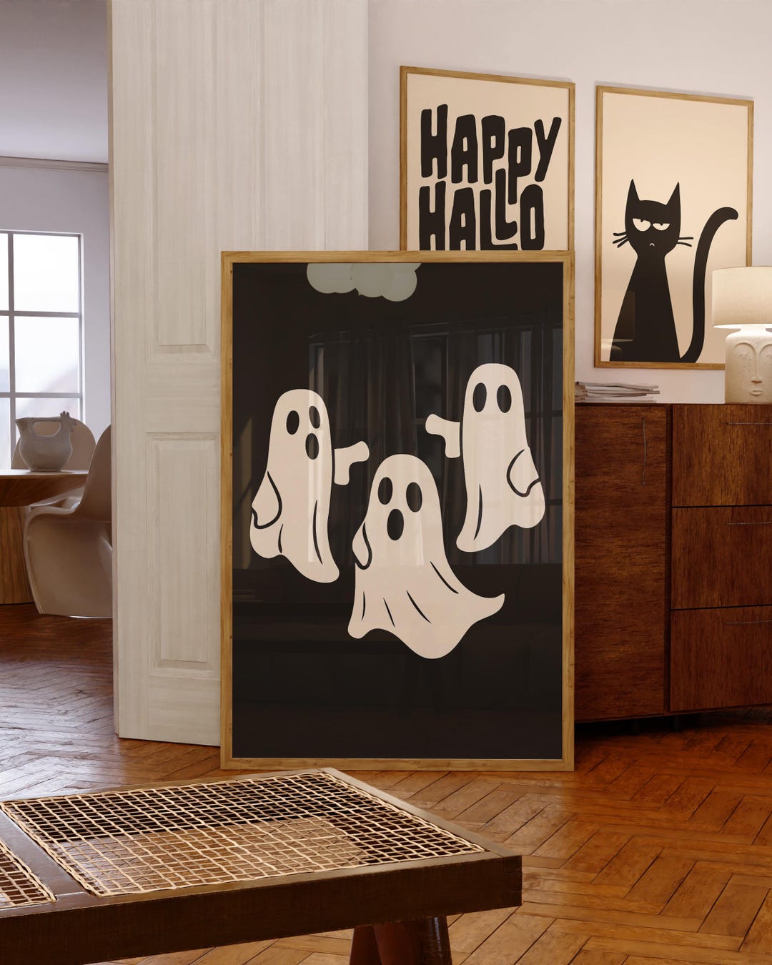 Cute Ghosts Halloween Print, Minimalist Spooky Wall Decor (digital ...