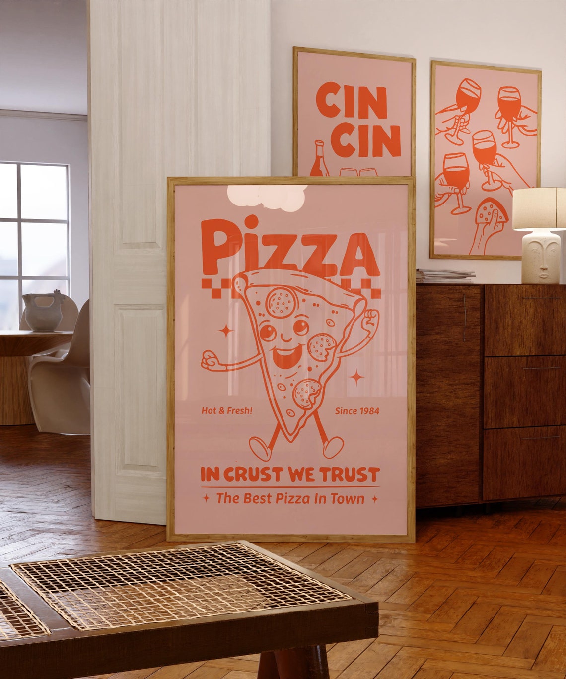 Retro Pizza Poster Foodie Wall Art 1980s Pizzeria Print Pizza Lovers ...