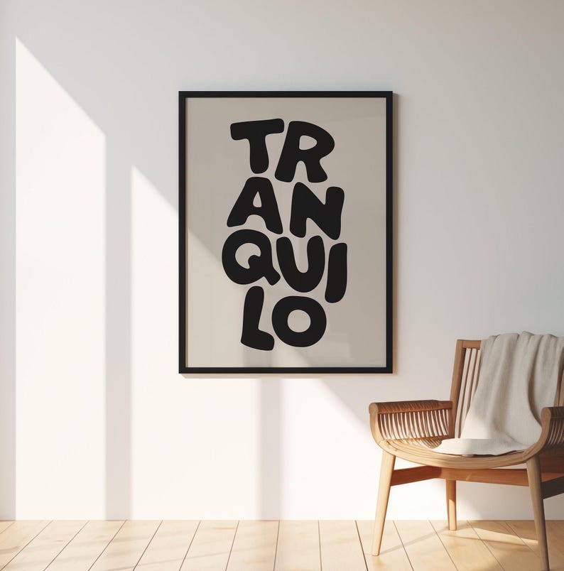 Tranquilo Print Calm Inspirational Black and White Wall Art Minimalist Dorm Room Decor Serenity ...