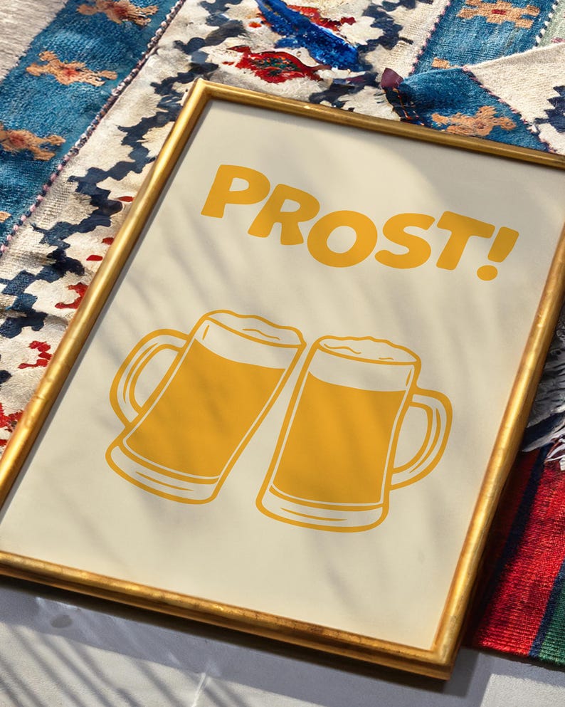 Retro Prost Beer Mug Print: Vintage Bar Decor (digital Download) - Etsy