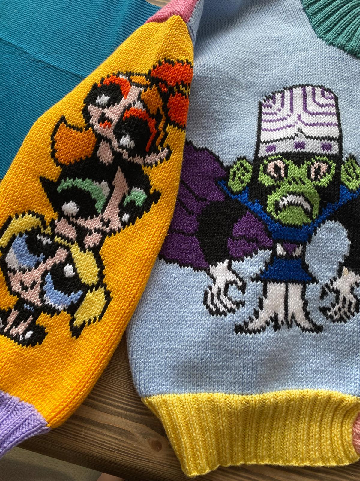Powerpuff Girls Figured Cardigan Knitted Winter Fall Wool Jacket ...