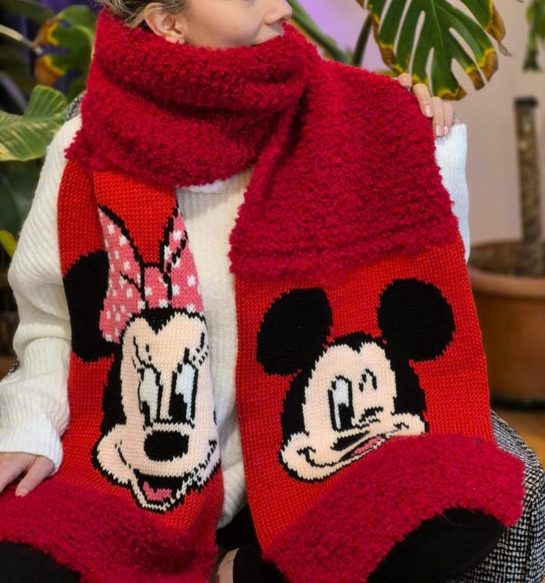 Minnie-mickey Mouse Figured Scarf , Gift for Christmas - Etsy