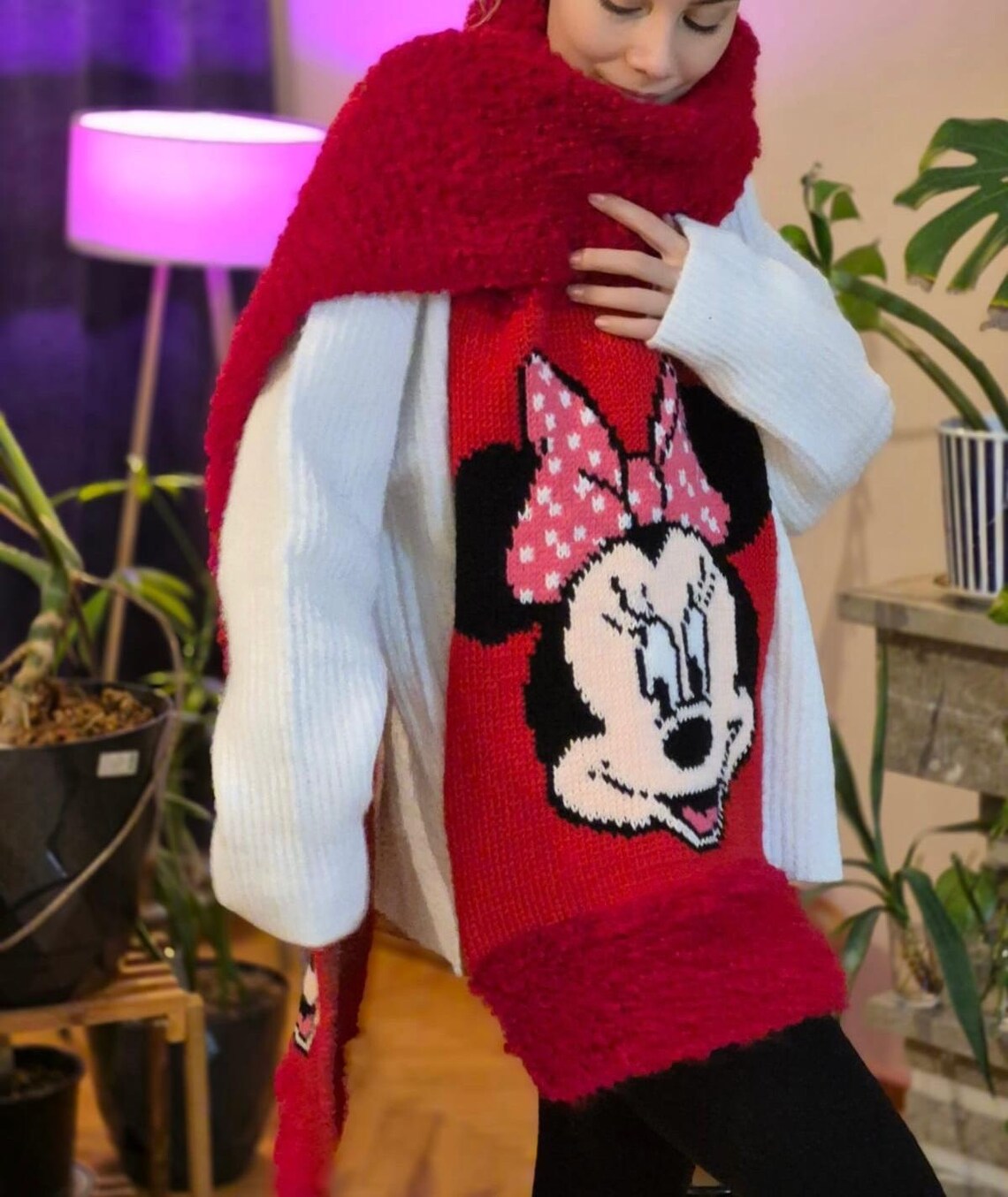Minnie-mickey Mouse Figured Scarf , Gift for Christmas - Etsy