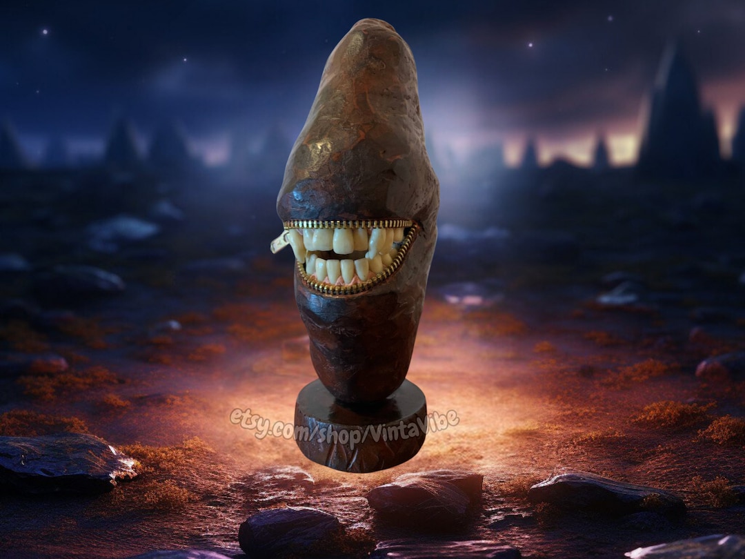 Smiling Stone Sculpture, Pet Rock With Teeth SCP-617, Quirky Stone With ...