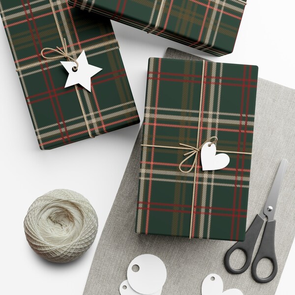 Plaid Christmas Wrapping Paper - Etsy